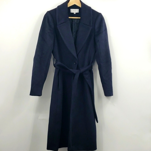 Reiss | Jackets & Coats | Reiss Black Trench Coat One Button 8 Wool ...